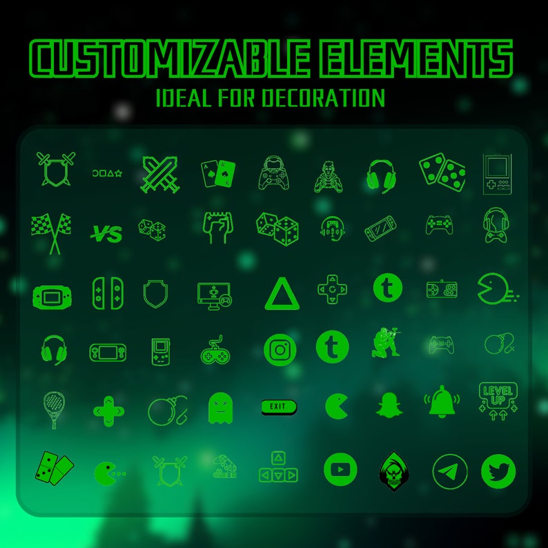 Animated Green Gaming Stream Overlay Package - Twitch Vtuber - Etsy