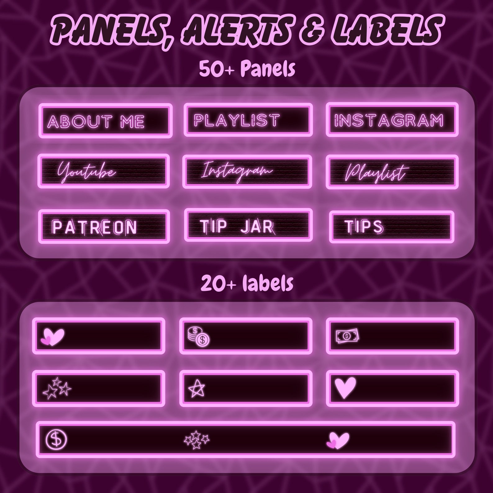 Animated Purple Neon Twitch Overlay, Stream Overlay , Stream Screens ...