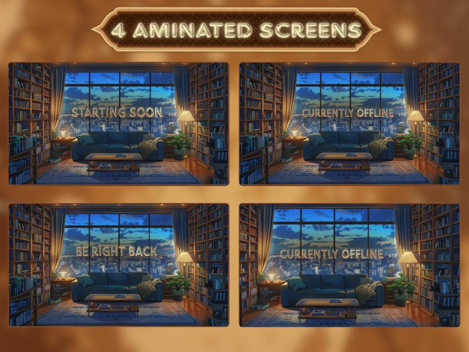 Animated Twitch Overlay - Gilded Themed Stream Package for Twitch ...