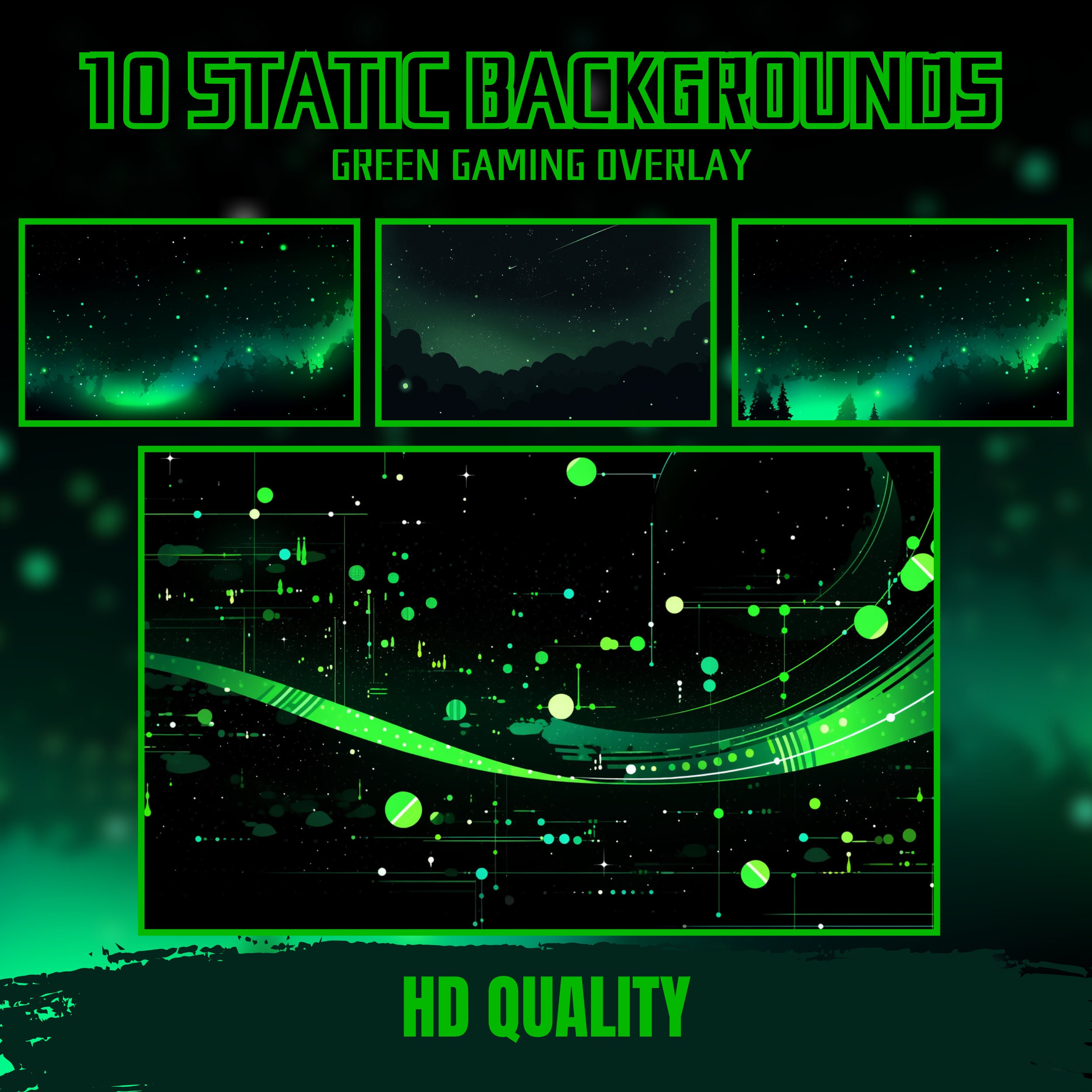Animated Green Gaming Stream Overlay Package - Twitch Vtuber - Etsy