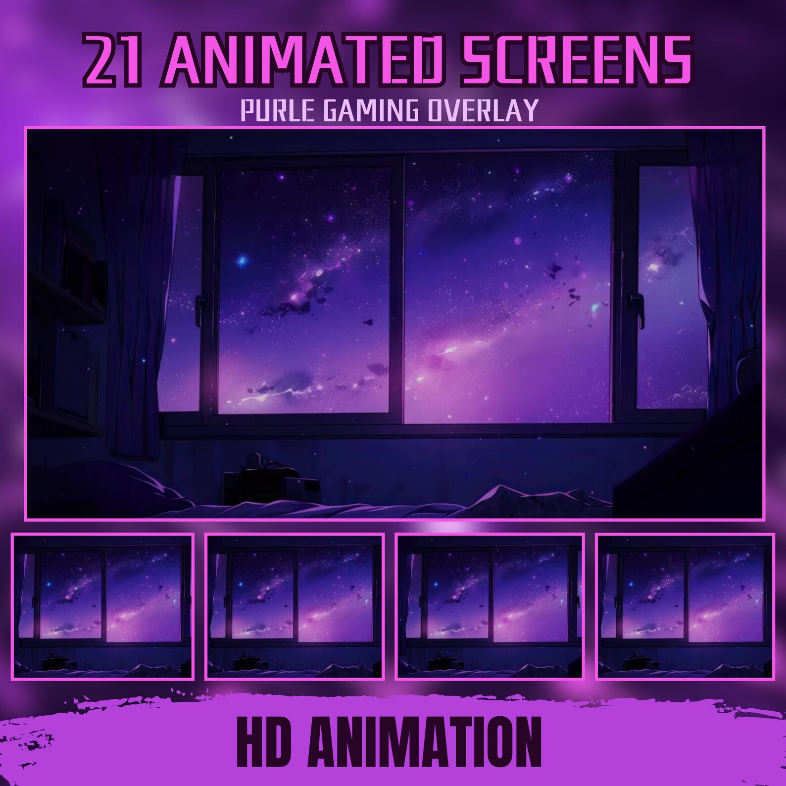 Twitch Purple Gaming Overlay, Twitch Overlay , Stream Overlay Package ...