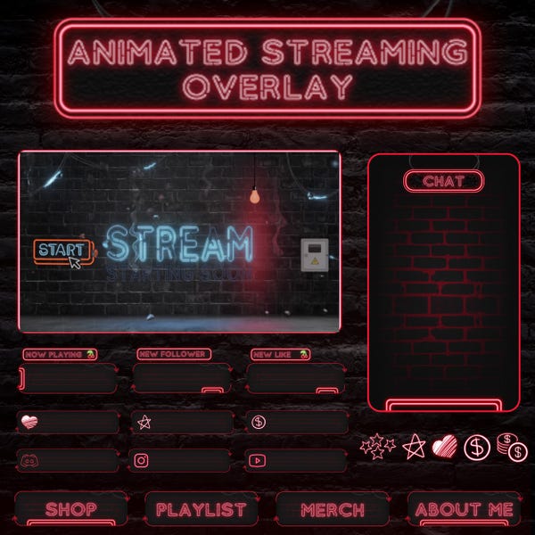 Twitch Overlay Gaming Streamer Package ,vtuber Gaming Stream Overlay ...