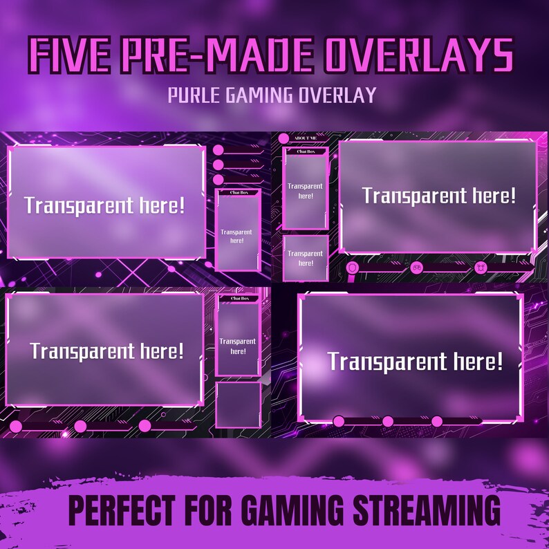 Twitch Purple Gaming Overlay, Twitch Overlay , Stream Overlay Package ...