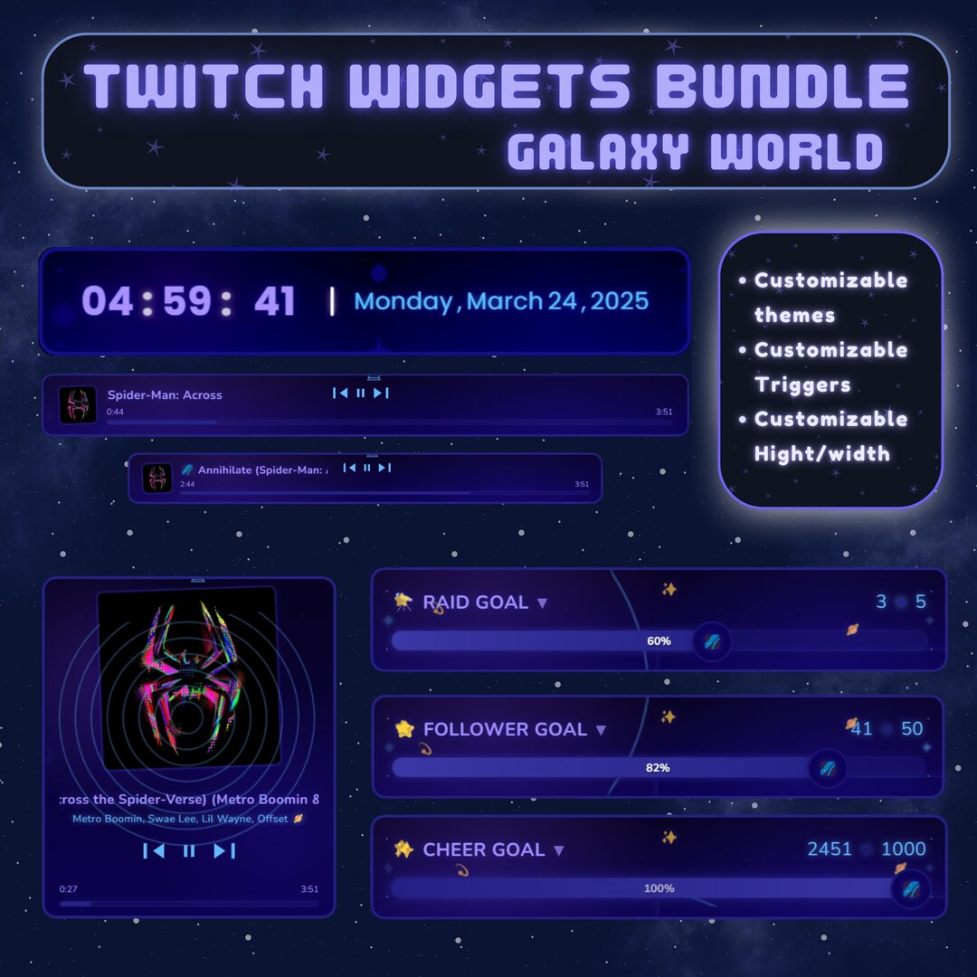 Twitch Bundle - Galaxy World Stream Widget Overlay for Twitch/ Youtube ...