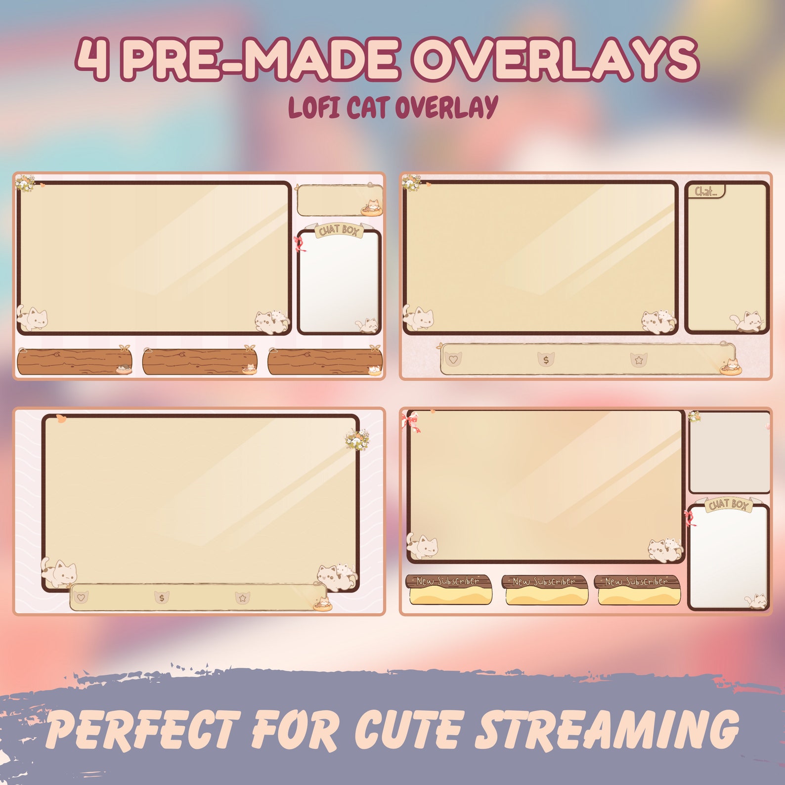Lofi Aesthetic Stream Overlay Package, Lofi Stream Package, Stream ...