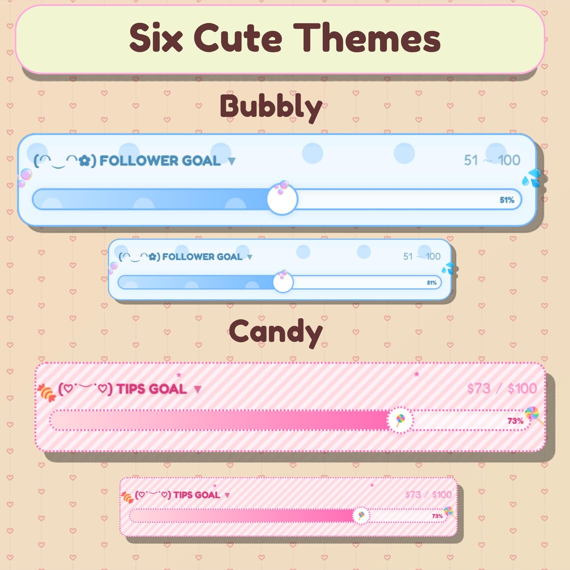 Cute Twitch Goal Widget – Customizable Stream Overlay (digital Download ...