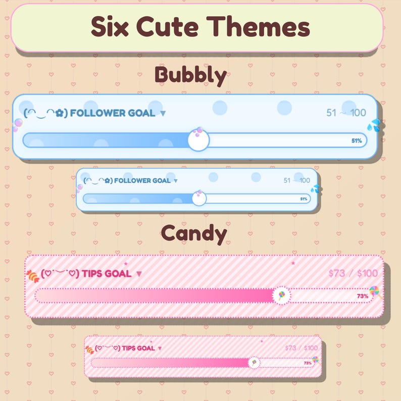 Cute Twitch Goal Widget – Customizable Stream Overlay (digital Download ...