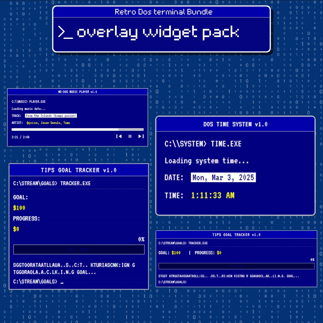 Retro Terminal Widget Bundle - Date & Time Widget, Spotify Music Widget ...