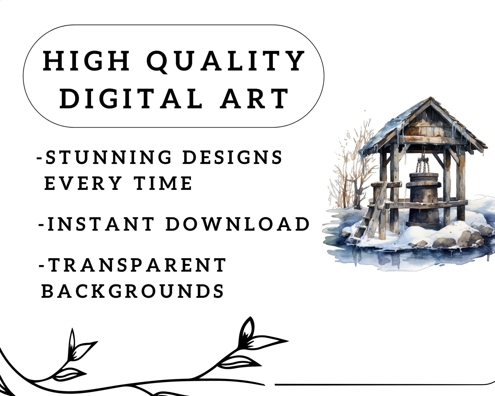 Watercolor Winter Water Well Clip Art Winter Water Well - Etsy