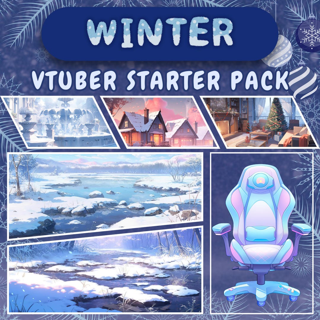 Winter Animated Background - Starter Pack Twitch Background Vtuber Stream Chair for Youtube ...