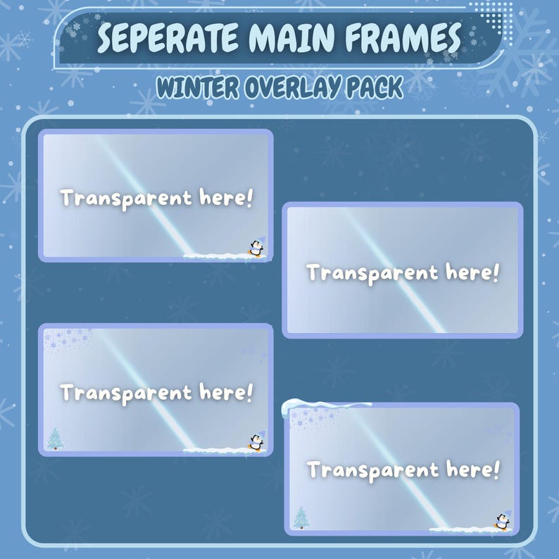Winter Penguin Stream Overlay Package: Animated Twitch/youtube/kick - Etsy