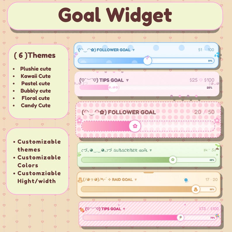 Twitch Goal Widget - Cute Goal Bars for Twitch/youtube Streamers ...