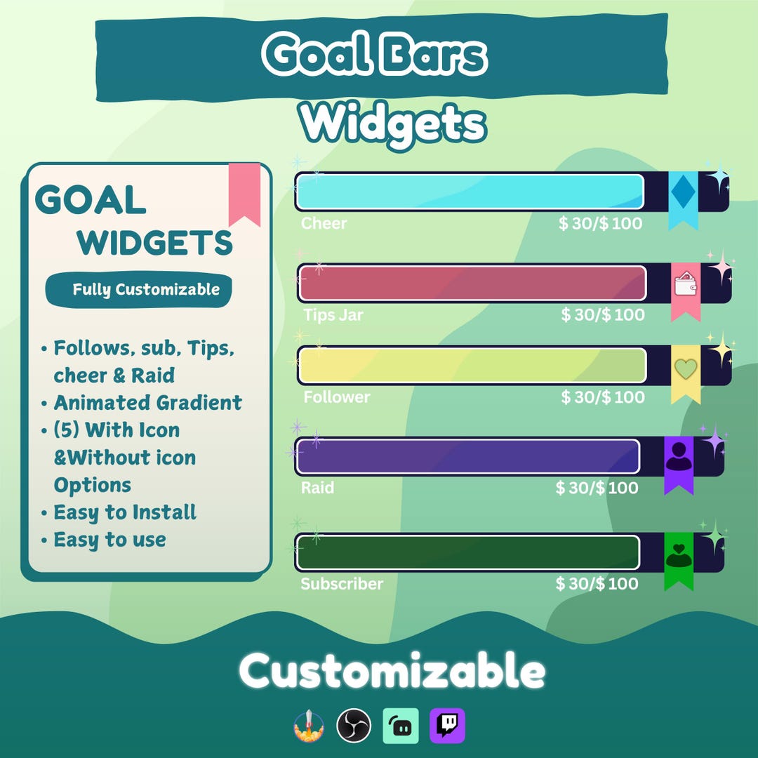 Twitch Goal Widgets - Streaming Widgets for Twitch/youtube/kick Widget ...