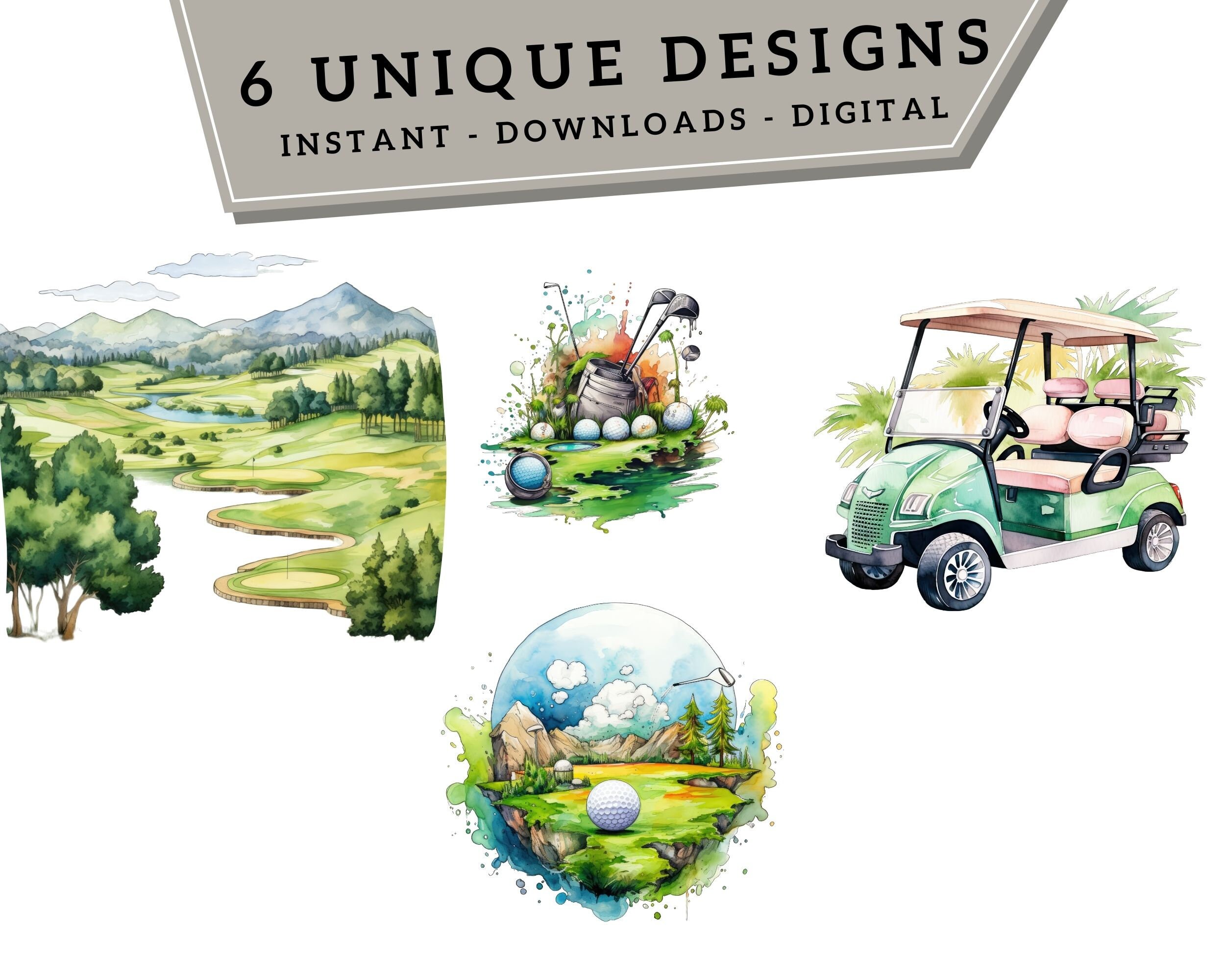 Watercolor Golf Clip Art Golf Art Illustrations Golf - Etsy