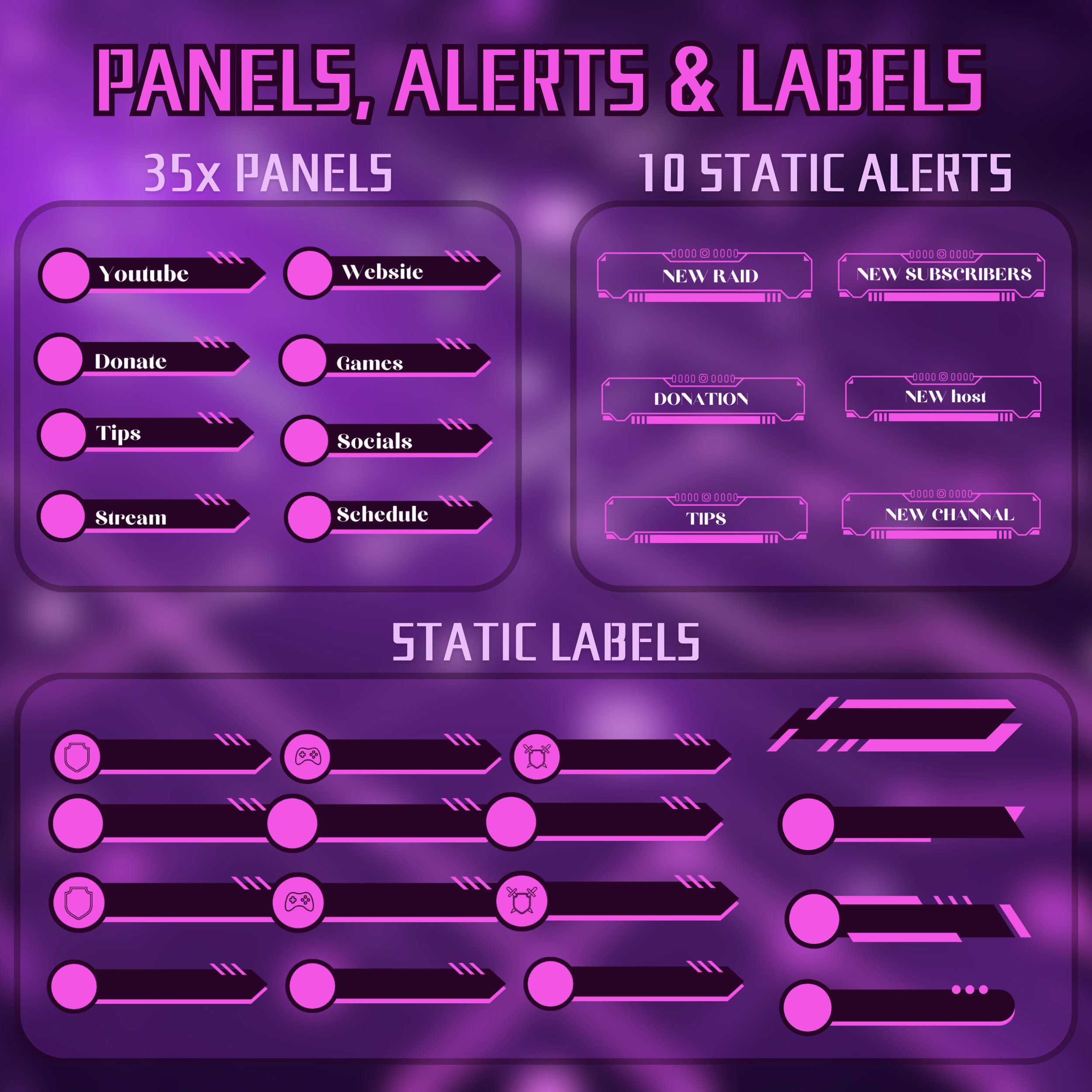 Twitch Purple Gaming Overlay, Twitch Overlay , Stream Overlay Package ...