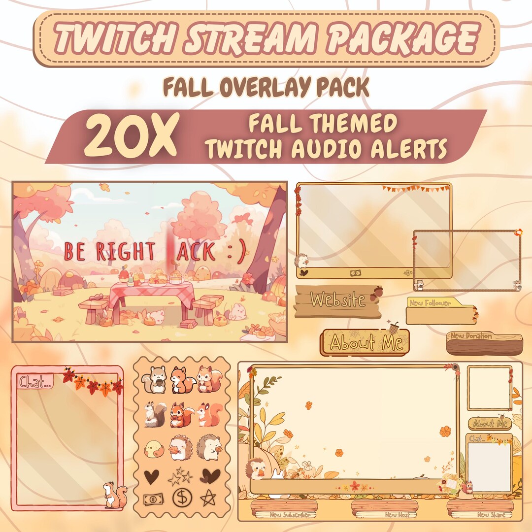Autumn Twitch Stream Overlay Package – Fall Theme, 20 Sound Alerts ...