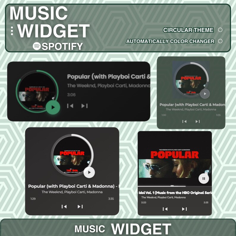 Spotify Widget - Circular Themed Spotify Music Widget Twitch /youtube ...