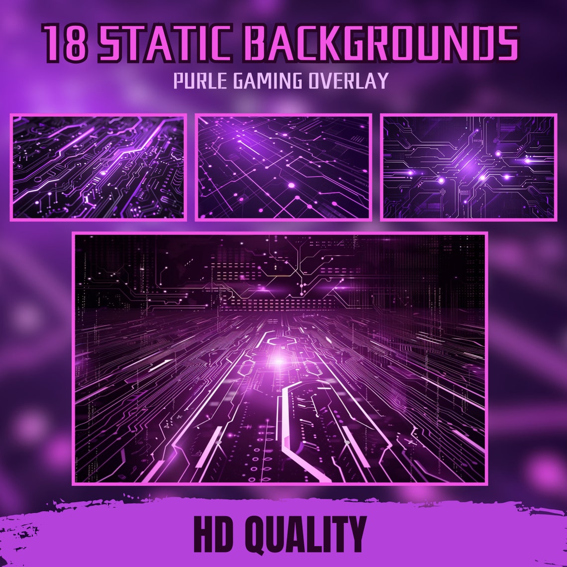 Twitch Purple Gaming Overlay, Twitch Overlay , Stream Overlay Package ...