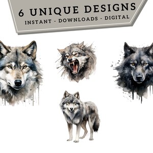 Watercolor Wolf Clip Art Wolf Art Illustrations Wolf - Etsy