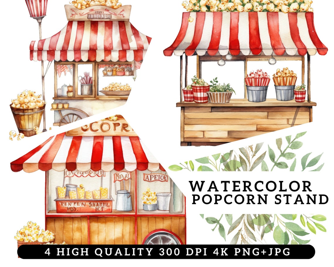 Popcorn Stand Clipart Popcorn PNG Movie Night Clipart Birthday Party ...