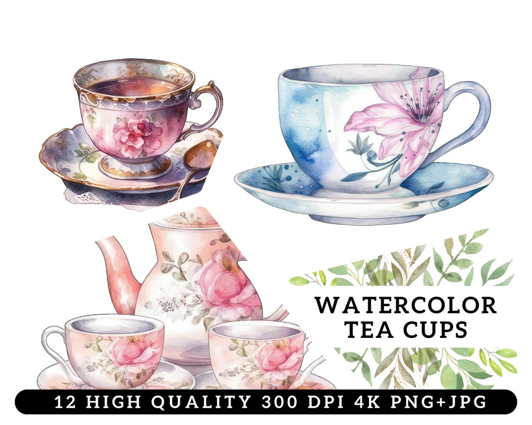 Watercolor Teacup Clipart Watercolor Teapot Set Vintage Teacup PNG Tea ...