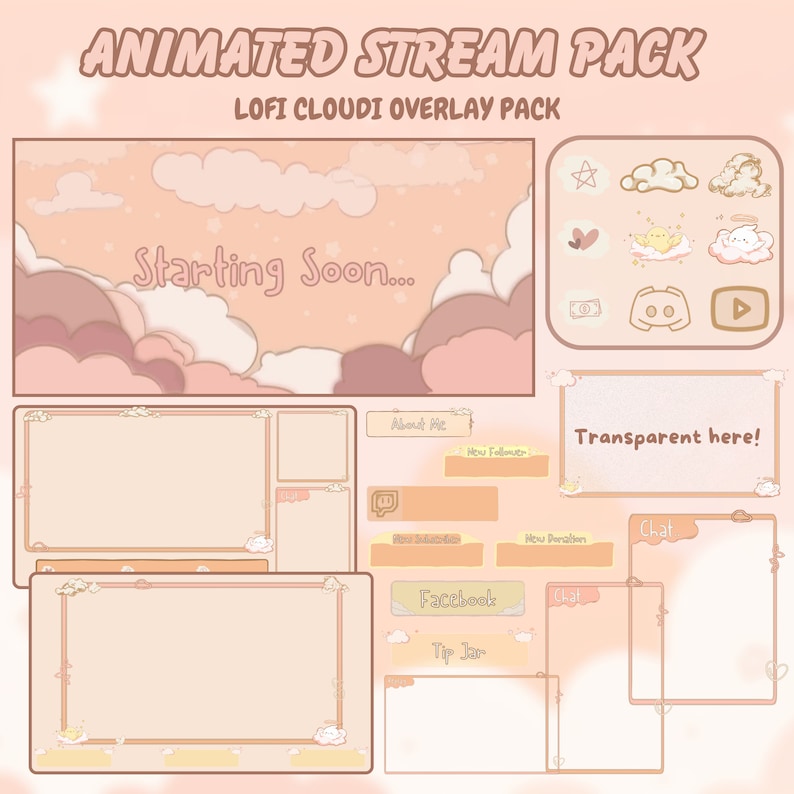 Cute Cloudy Lofi Animated Stream Overlay Package - Etsy