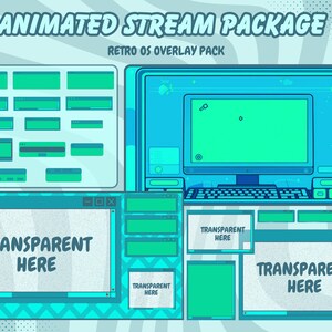 Retro Overlay Animated Streamer Package - Lofi Blue Retro Backgrounds ...