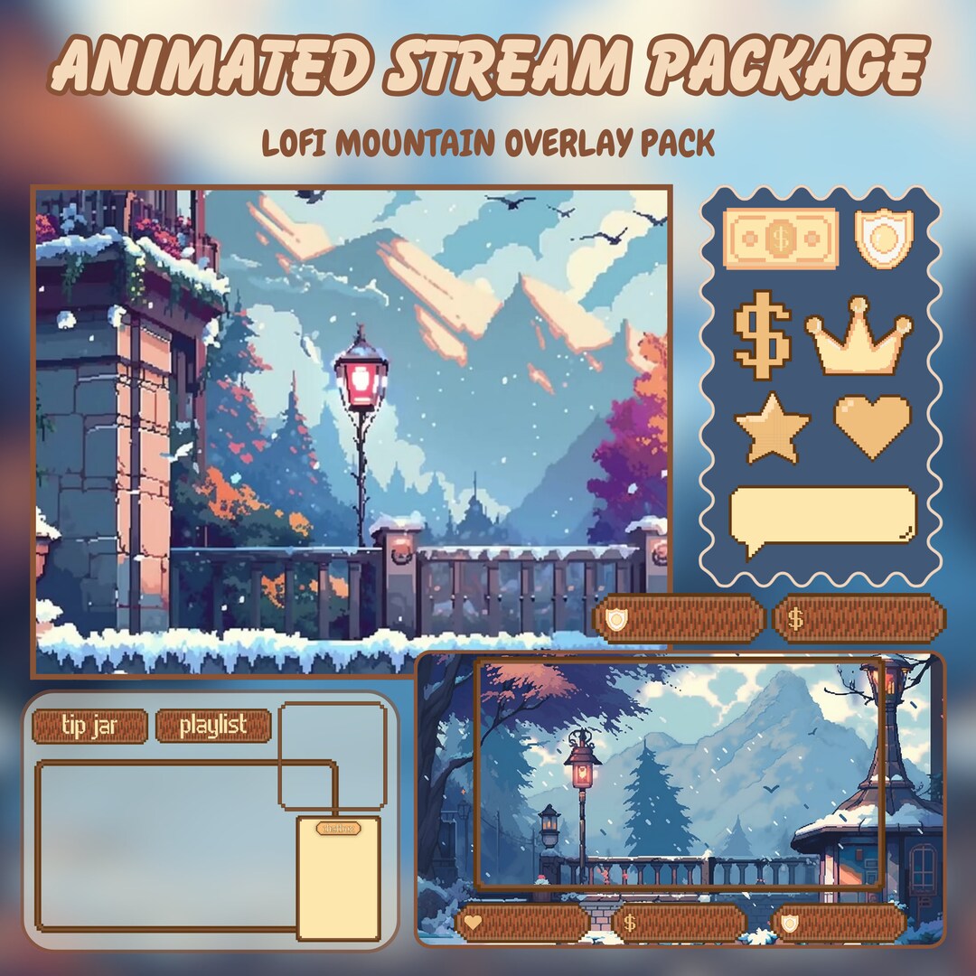 Animated Stream Package, Twitch Mountain Stream Overlay Pack , Twitch ...