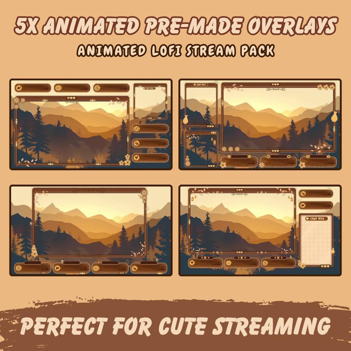 Animated Twitch Stream Overlay Package: Serenity Theme, Alerts, Obs ...