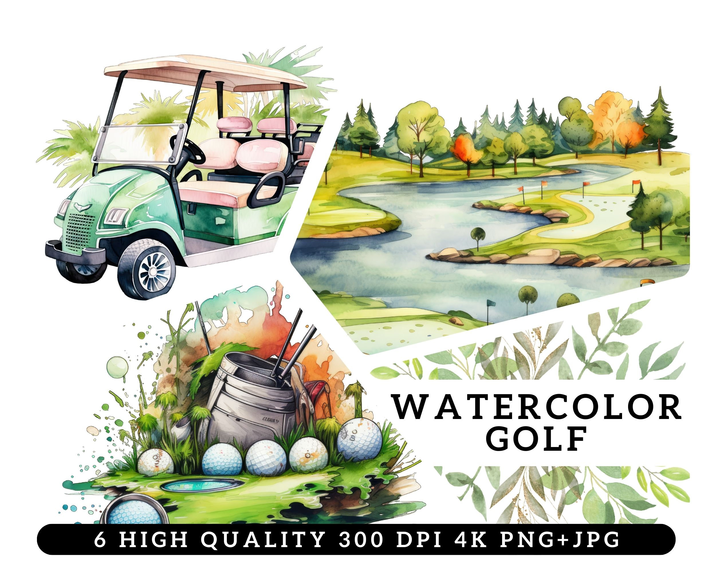 Watercolor Golf Clip Art Golf Art Illustrations Golf - Etsy