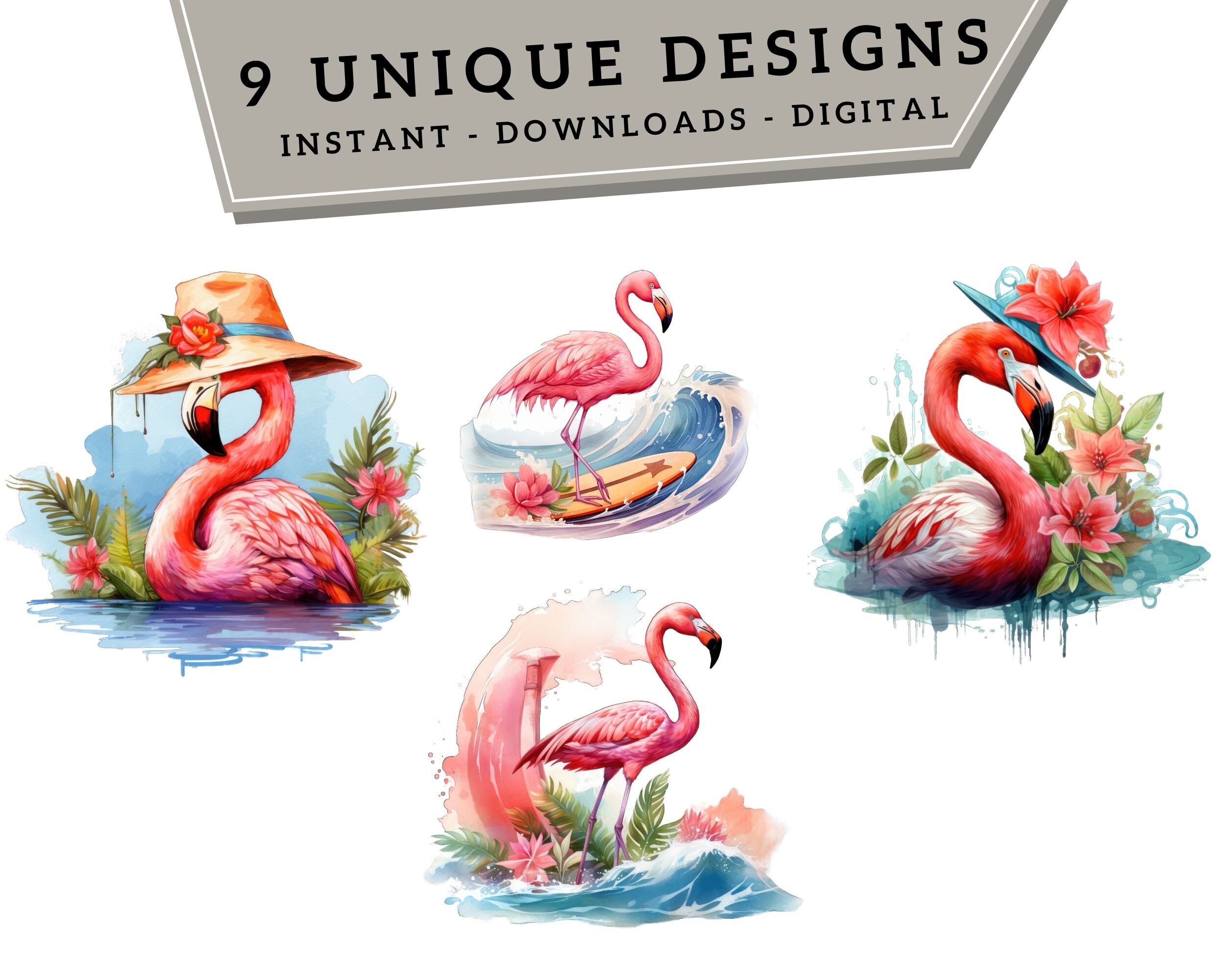 Watercolor Cool Flamingo Clip Art Cool Flamingo Art Illustrations Cool ...