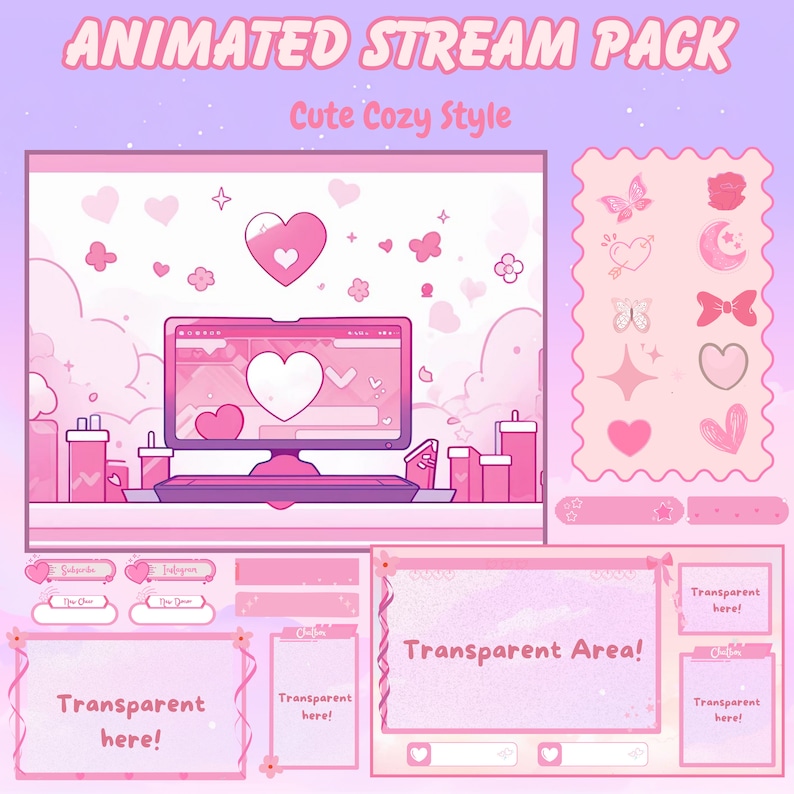 Twitch Overlay - Valentine's Day Theme Vtuber Overlay for Twitch Stream ...