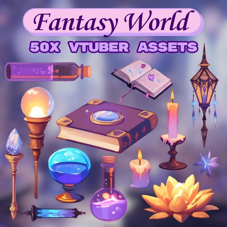 Fantasy Vtuber Assets: Books, Candles, Poisons, Crystals (PNG Files) - Etsy