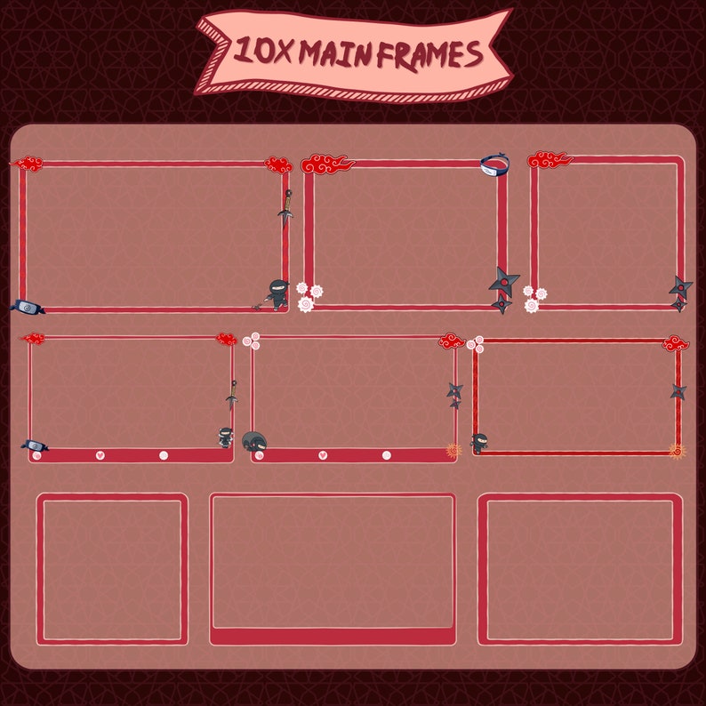 Ninja Stream Animated Twitch Overlay Cute Stream Overlay Package Stream ...