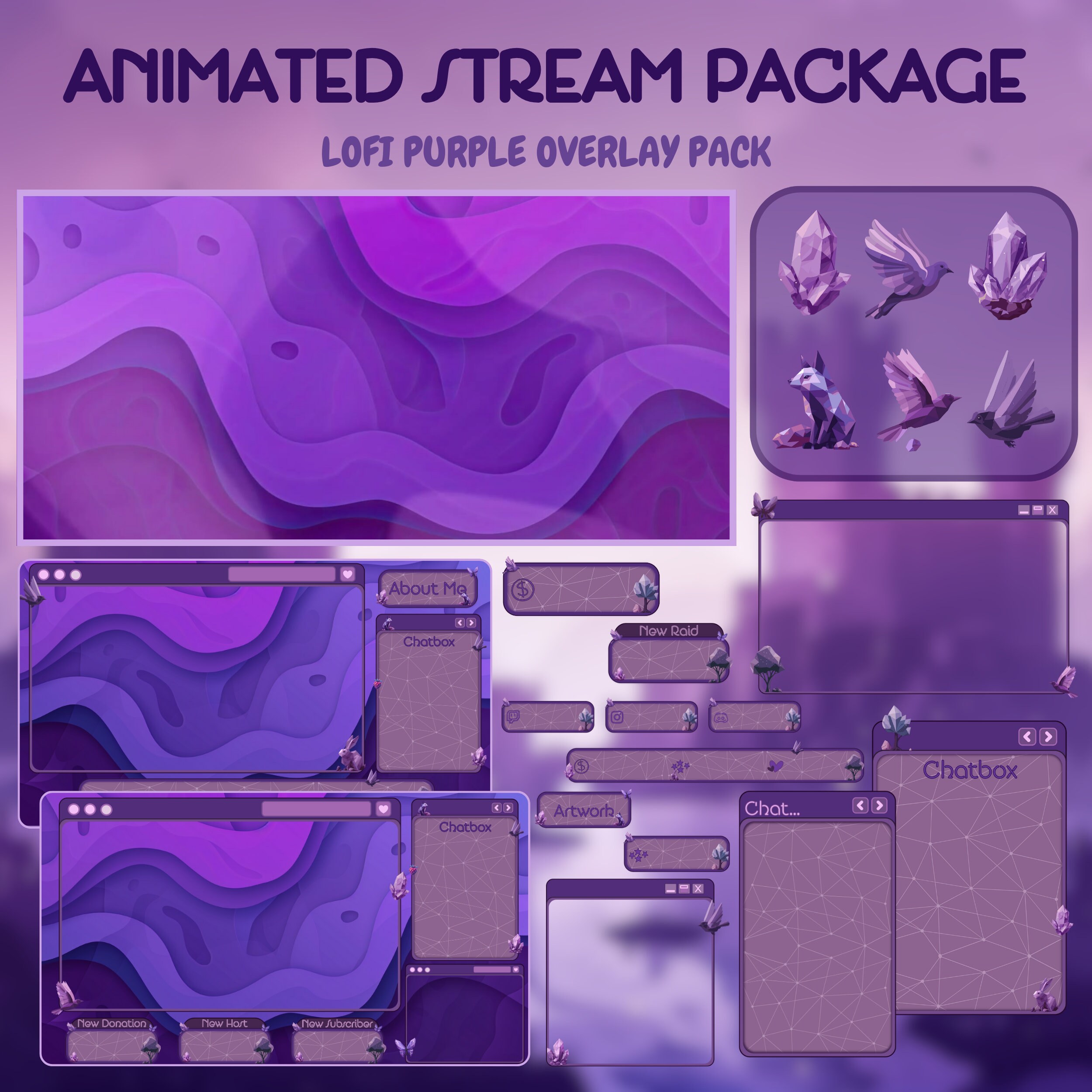 Twitch Overlay - Crystal Theme Stream Overlay Package for Twitch Stream ...