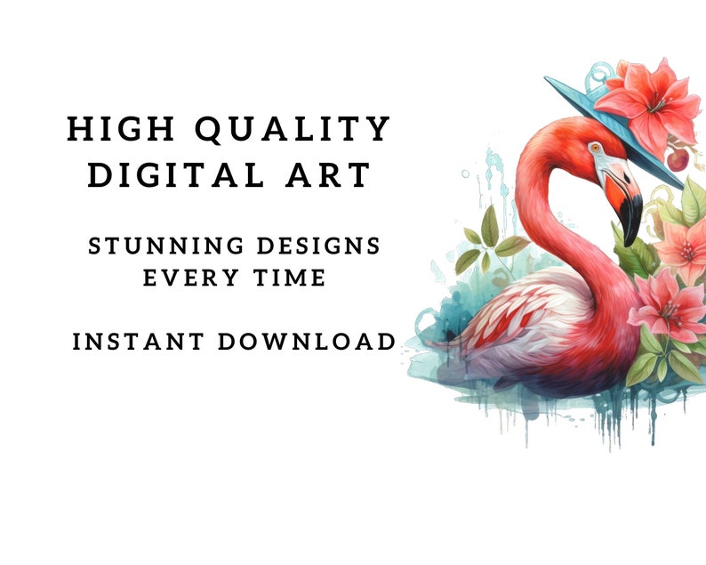 Watercolor Cool Flamingo Clip Art Cool Flamingo Art Illustrations Cool ...