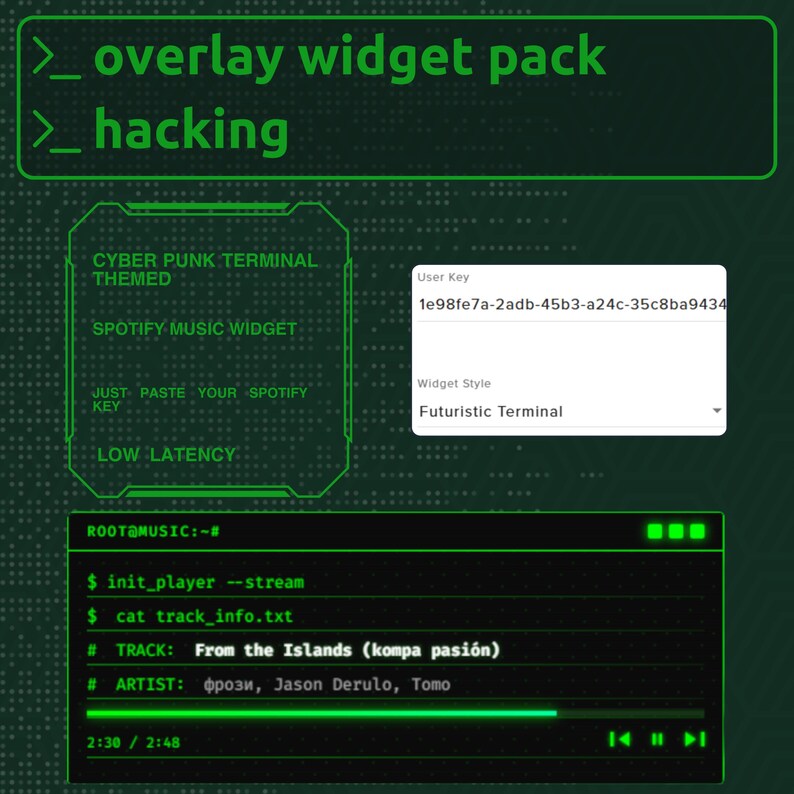 Hacker Widget Bundle - Date & Time Widget , Spotify Music Widget ...