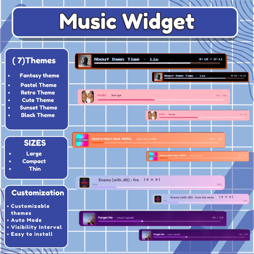 Spotify Music Widget - Customizable Widget for Twitch/youtube Stream ...