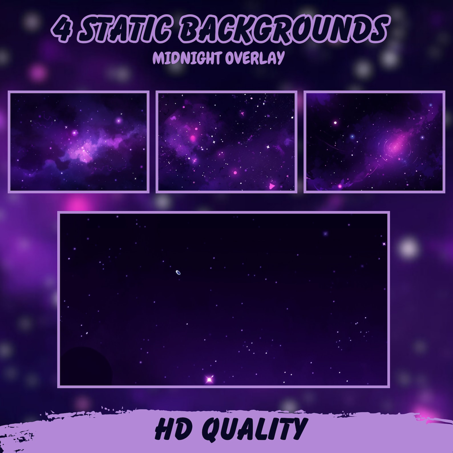 Midnight Cottage Core Stream Overlay, Animated Stream Pack, Vtuber ...