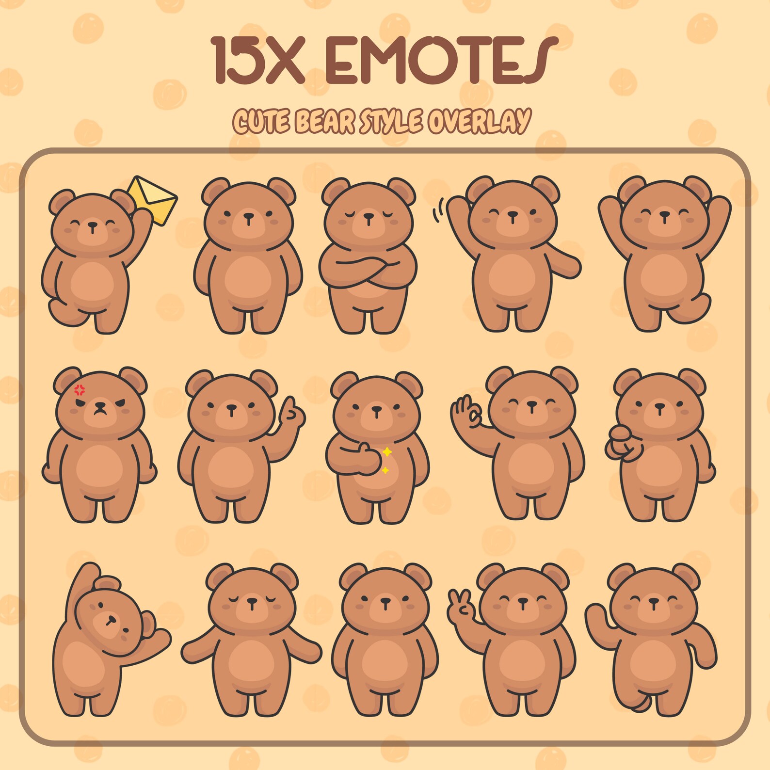 Cozy Brown Bear Stream Overlay Package – Cute Twitch Emotes - Etsy