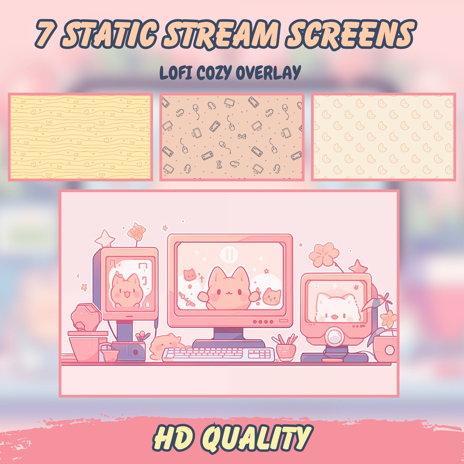 Lofi Stream Overlay Animated Retro Twitch Overlay Cute Stream Screens ...