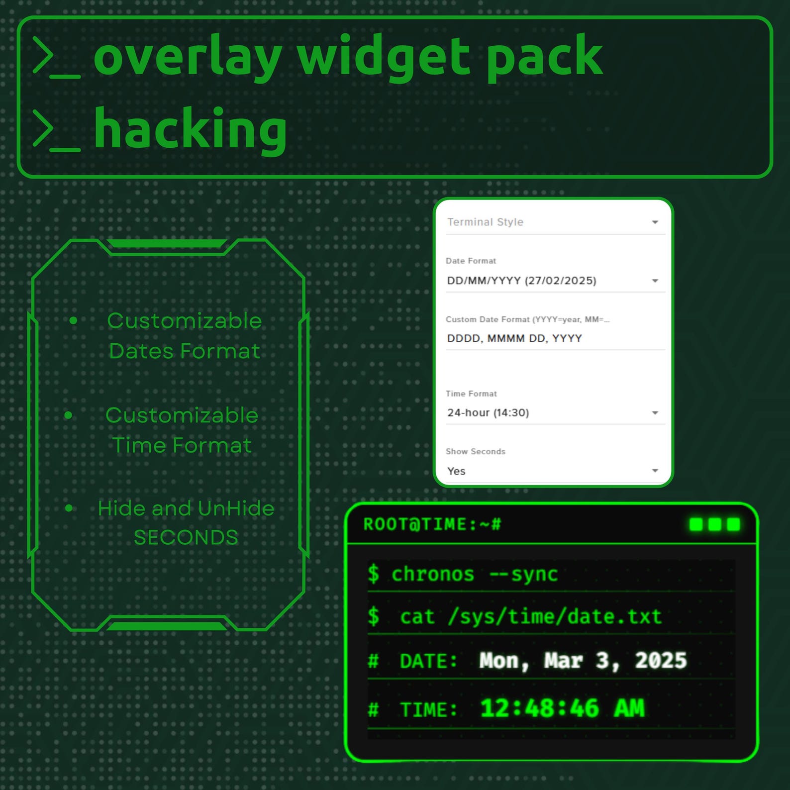 Hacker Widget Bundle - Date & Time Widget , Spotify Music Widget ...