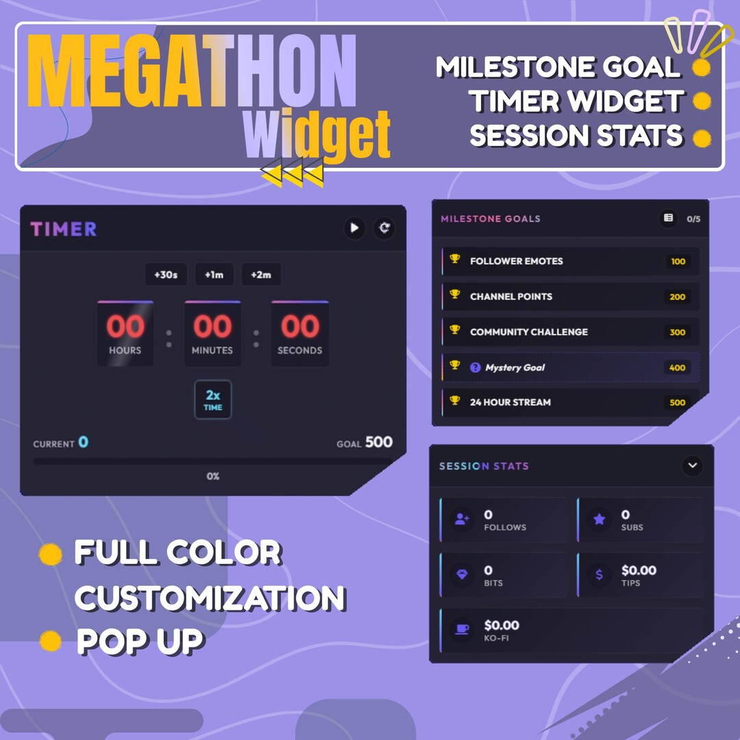Megathon Timer Widget: Streamelements Twitch/youtube (digital Download ...