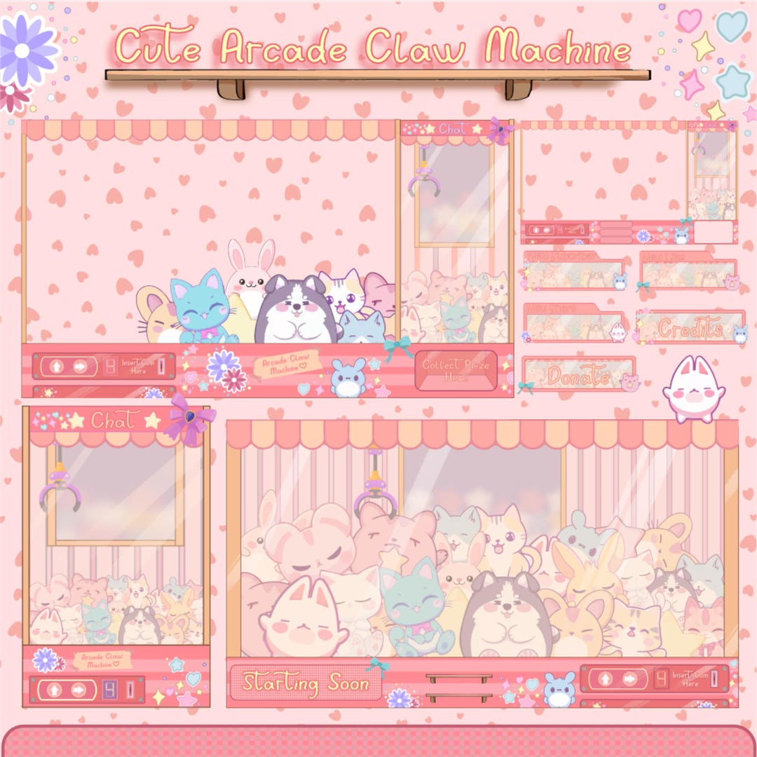 Animated Twitch Overlay Arcade Claw Machine Stream Package for Twitch ...