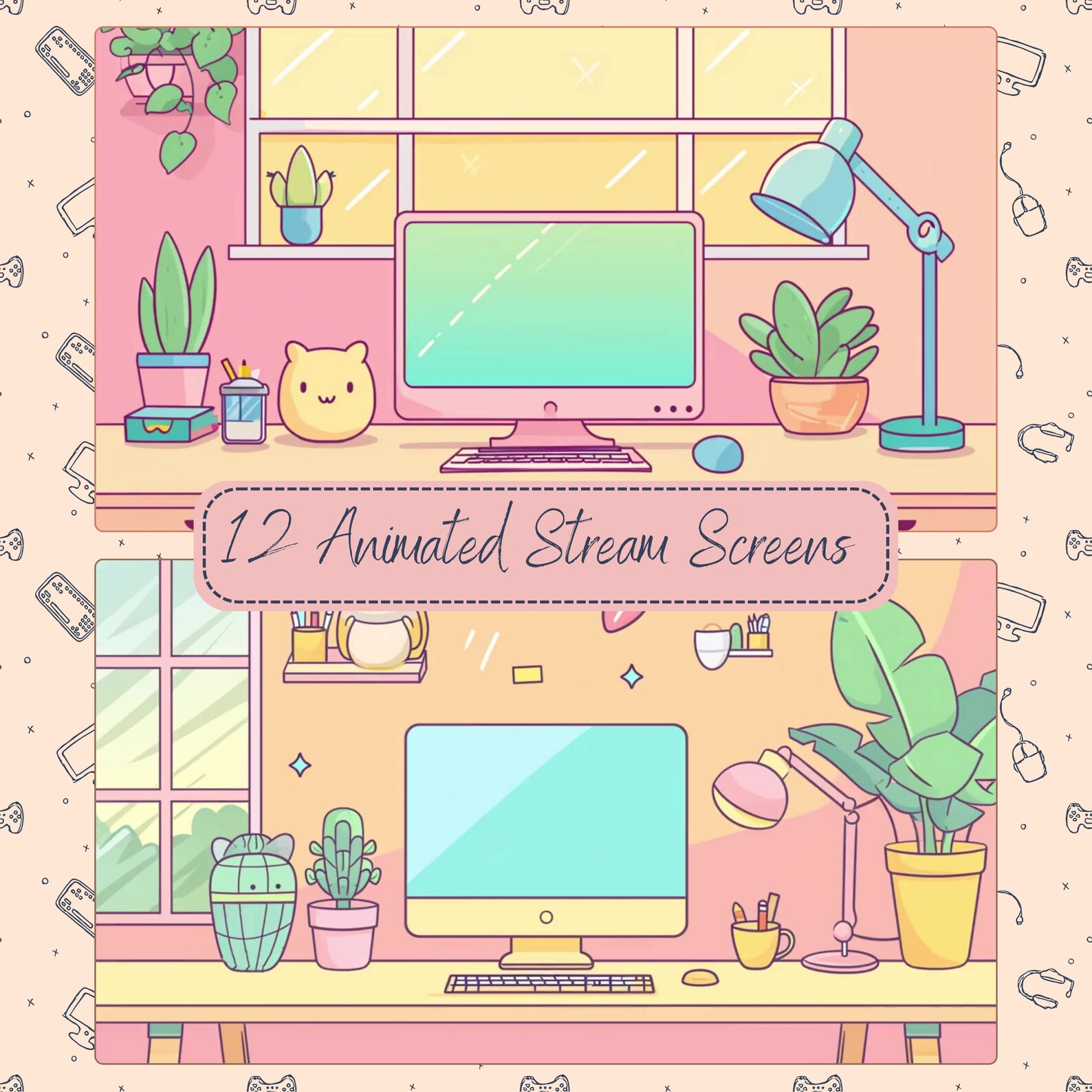 Cute Lofi Animated Twitch Overlay Cozy Music Overlay Cozy Backgrounds ...