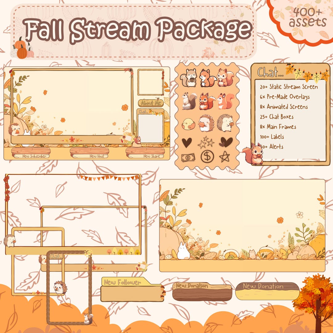 Fall Stream Overlay Package: Animated Autumn Twitch Theme - Etsy UK