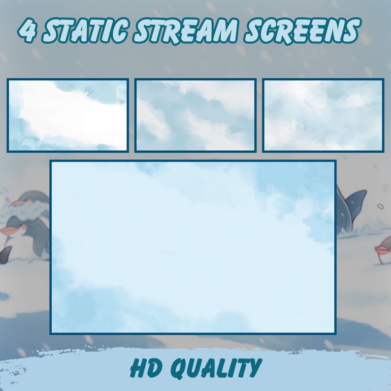 Winter Penguin Stream Overlay Package: Animated Twitch/youtube Screens ...