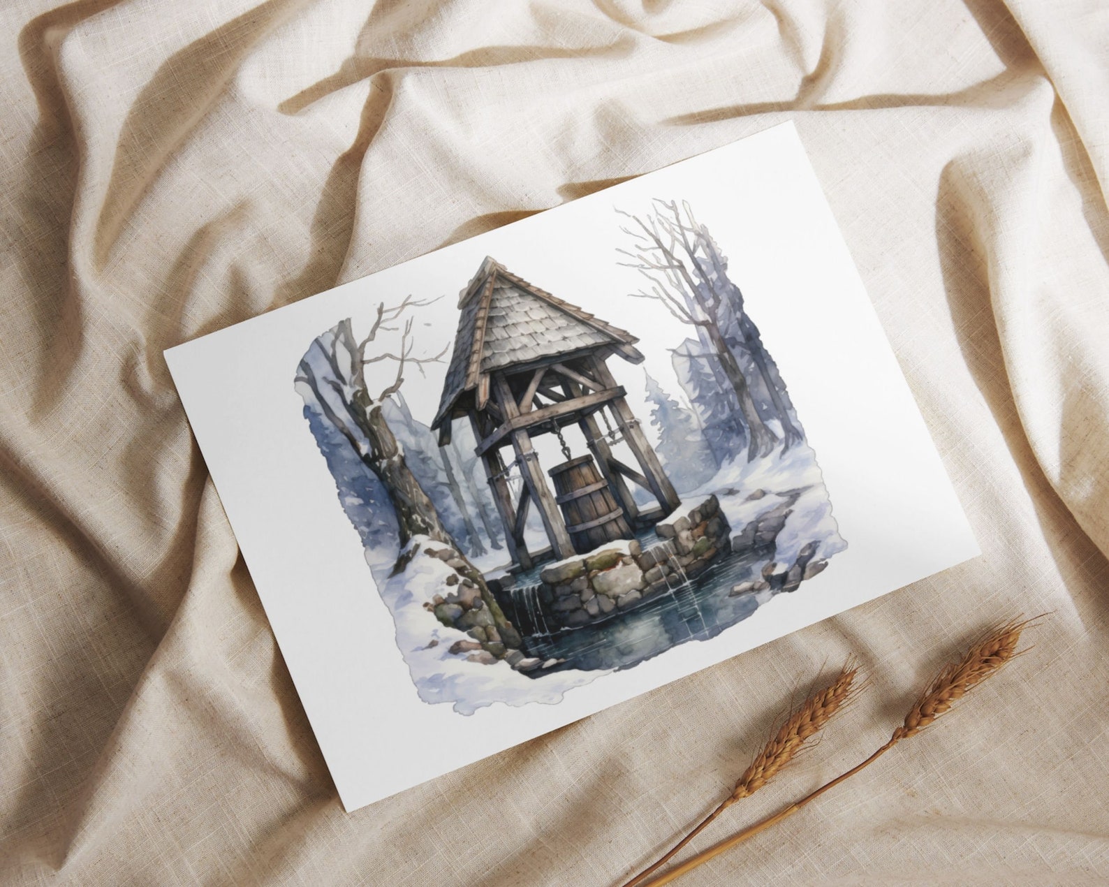 Watercolor Winter Water Well Clip Art Winter Water Well - Etsy
