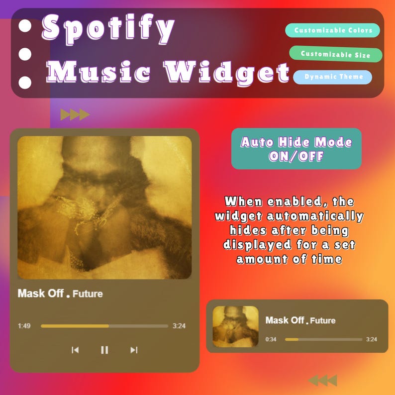 Customizable Music Widget for Stream: Animated Stream Overlay (digital ...