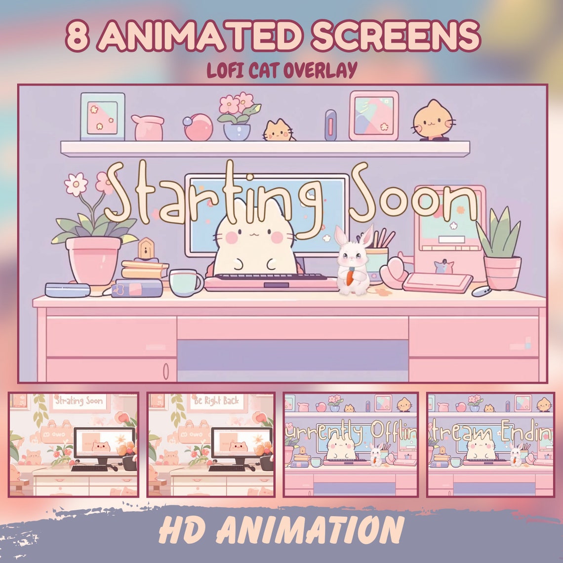 Lofi Aesthetic Stream Overlay Package, Lofi Stream Package, Stream ...
